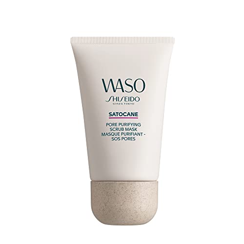 Shiseido Waso SATOCANE Pore Purifying Scrub Mask - 3.3 oz - Mineral Clay Face Mask - Gently Exfoliates & Visibly Minimizes Pores & Blackheads - Vegan, Fragrance Free & Non-Comedogenic