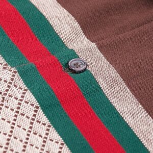 Gucci Mens Polo Shirt Brown with Diamante Print and Front Stripe Signature (XL)