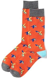 mens cotton blend novelty crew socks (parrots)