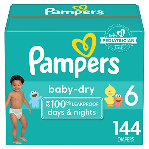 Diapers Size 6, 144 Count - Pampers Baby Dry Disposable Baby Diapers (Packaging & Prints May Vary)