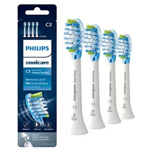 philips sonicare genuine c3 premium plaque control toothbrush heads, 4 brush heads, white, hx9044/65