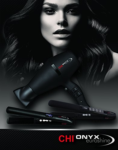 CHI Onyx Euroshine 1" Straightening Hairstyling Iron With 4" Extended Plates, Black