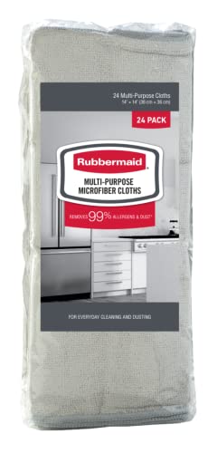 Rubbermaid Microfiber Cloth Towels, 24 Pack, 14"x14", Non-Scratch, Reusable/Washable for Cleaning/Wiping/Polishing for Home/Kitchen/Car