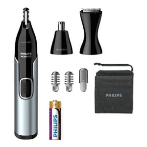 philips norelco nose trimmer 5000, for nose, ears, eyebrows, black and silver, nt5600/42