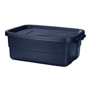 rubbermaid fg2214tpdim roughneck storage box, 10 gallon, dark indigo metallic