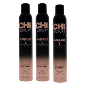 luxury black seed oil flexible hold hair spray by chi for unisex – 12 oz hair spray – (pack of 3)