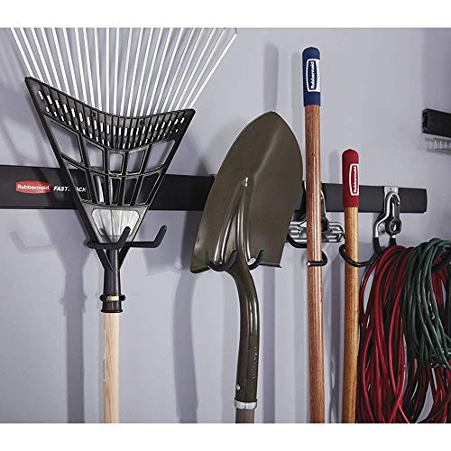 Rubbermaid Fasttrack Wall Double S Hook 2 Handle Garage Storage Organizer Rack for Hand Tools (2 Pack)