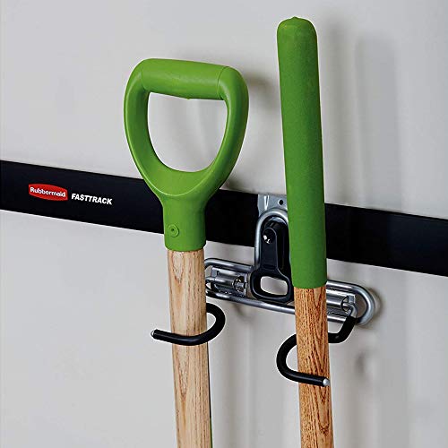 Rubbermaid Fasttrack Wall Double S Hook 2 Handle Garage Storage Organizer Rack for Hand Tools (2 Pack)