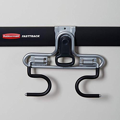 Rubbermaid Fasttrack Wall Double S Hook 2 Handle Garage Storage Organizer Rack for Hand Tools (2 Pack)