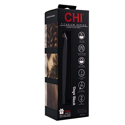 CHI 1" Titanium Hairstyling Iron with TouchSlide Adjustable Heat Settings and Curved Floating Plates, 1 lb, Black