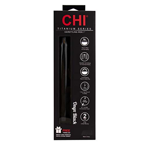 CHI 1" Titanium Hairstyling Iron with TouchSlide Adjustable Heat Settings and Curved Floating Plates, 1 lb, Black