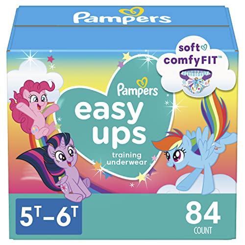 Pampers Easy Ups Training Underwear Girls, 5T-6T Size 7 Diapers, 84 Count (Packaging & Prints May Vary)