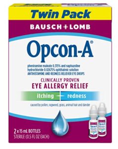 allergy eye drops by bausch & lomb, for itch & redness relief, 15 ml (pack of 2), packaging may vary