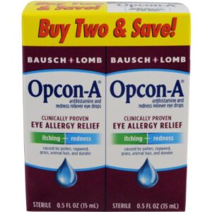 Allergy Eye Drops by Bausch & Lomb, for Itch & Redness Relief, 15 mL (Pack of 2), Packaging May Vary