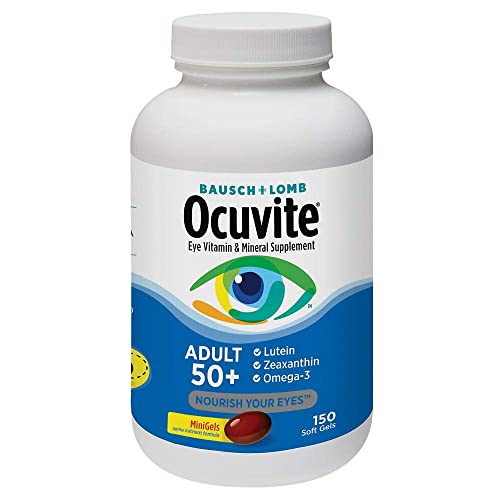 Adema Bausch + Lomb 0-cuvite Adult 50+ Vitamin &. Mineral Supplement with Lutein, Zeaxanthin, and Omega-3, Soft Gels (150 Count) iiiIII