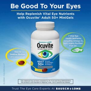 Adema Bausch + Lomb 0-cuvite Adult 50+ Vitamin &. Mineral Supplement with Lutein, Zeaxanthin, and Omega-3, Soft Gels (150 Count) iiiIII