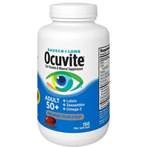 Adema Bausch + Lomb 0-cuvite Adult 50+ Vitamin &. Mineral Supplement with Lutein, Zeaxanthin, and Omega-3, Soft Gels (150 Count) iiiIII