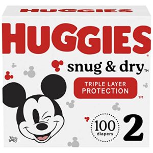 huggies snug & dry baby diapers, size 2 (12-18 lbs), 100 ct