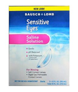 contact lens solution by bausch & lomb, sensitive eyes solution for soft contact & gas permeable lenses, saline solution with potassium, 12 fl oz (pack of 2)