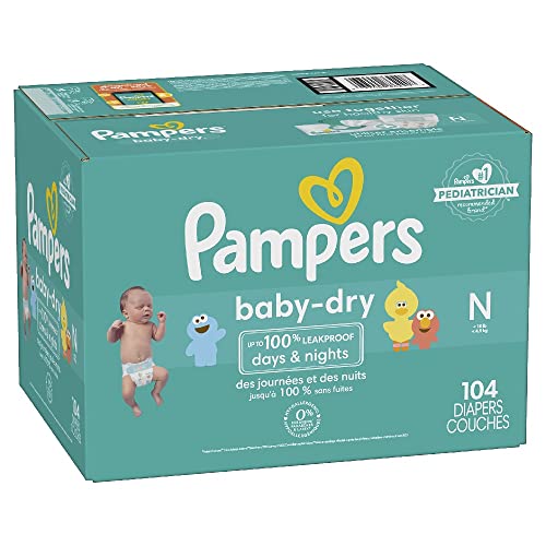 Pampers Baby Dry Diapers Size 0/Newborn 104 Count