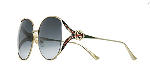 Gucci GG0225S Sunglasses Gold w/Grey Gradient Lens 63mm 001 GG0225/S GG 0225/S GG 0225S