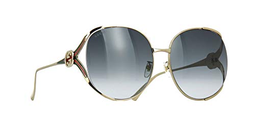 Gucci GG0225S Sunglasses Gold w/Grey Gradient Lens 63mm 001 GG0225/S GG 0225/S GG 0225S