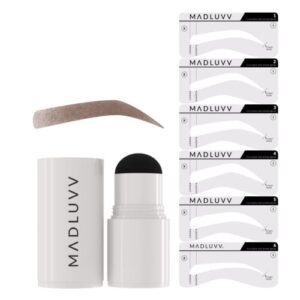 madluvv patented eyebrow stamp stencil kit, 1-step brow stamp™ + shaping kit, the original viral eyebrow stamp and stencil set (medium brown)