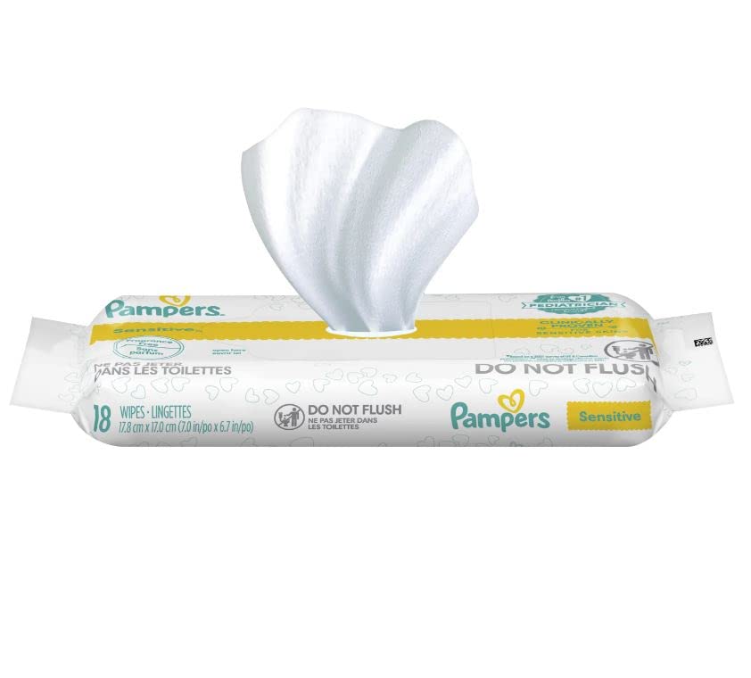 Pampers Sensitive Wipes Convenience Pack 18 CT (Pack of 16)