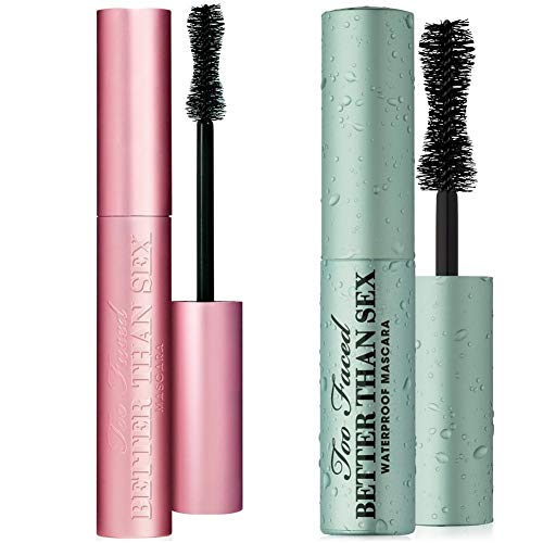 Too Faced Better Than Sex Mascara Duo Regular Full Size and Travel Sized Waterproof Set Sexy Lashes Rain or Shine