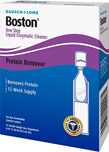 Boston One Step Liquid Enzymatic Cleaner, Protein Remover, 0.01 Fl Oz (1 Box of 15 Dispensers)