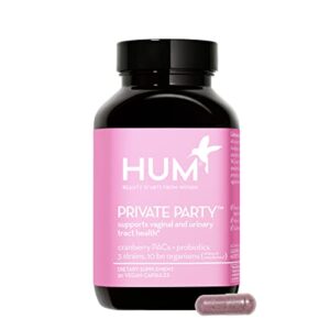 hum private party cranberry pills for women – daily vaginal probiotic women’s vitamins for urinary tract health – vegan lactobacillus supplement for a balanced vaginal ph + microbiome (30 capsules)