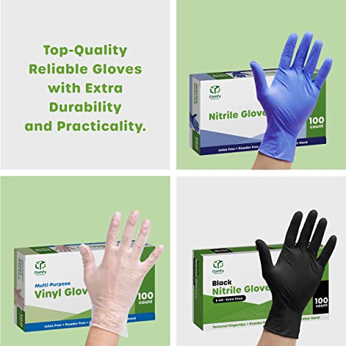 Comfy Package Synthetic Vinyl Blend Disposable Plastic Gloves [200 Count] Non-Sterile, Powder & Latex Free - X-Large