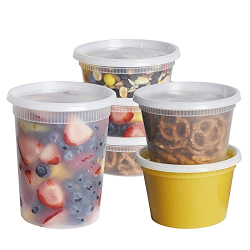 [48 Sets - Combo] Plastic Deli Containers With Airtight Lids - 8 oz, 16 oz, 32 oz. - Food Storage/Soup Containers…