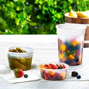 [48 Sets - Combo] Plastic Deli Containers With Airtight Lids - 8 oz, 16 oz, 32 oz. - Food Storage/Soup Containers…