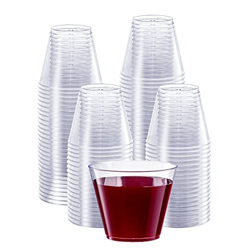 Comfy Package Clear Hard Plastic Cups / Tumblers [9 oz. Squat - 200 Count] Small Disposable Party Cocktail Glasses