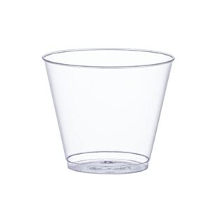 Comfy Package Clear Hard Plastic Cups / Tumblers [9 oz. Squat - 200 Count] Small Disposable Party Cocktail Glasses