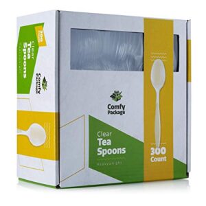 [300 pack] heavyweight disposable clear plastic tea spoons