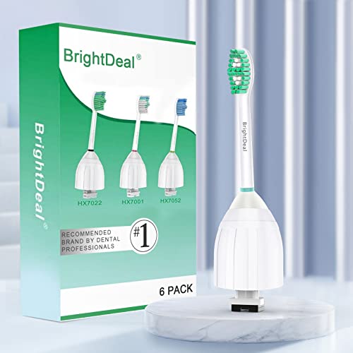 BrightDeal Toothbrush Heads for Philips Sonicare Essence Elite Advance Xtreme CleanCare E-Series Electric Sonic Screw-on Brush Replacement HX7022/66 HX7023 HX7001 with Cap, 6 Pack