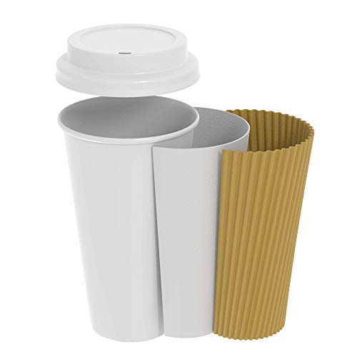 Comfy Package [50 Sets - 16 oz.] Insulated Ripple Paper Hot Coffee Cups With Lids