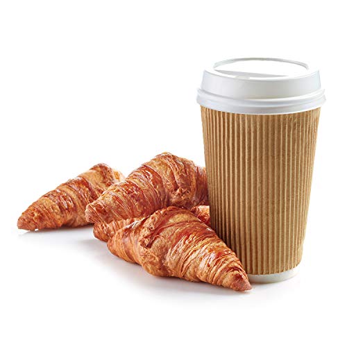 Comfy Package [50 Sets - 16 oz.] Insulated Ripple Paper Hot Coffee Cups With Lids