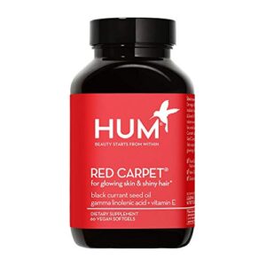 hum red carpet – skin & hair vitamins – black currant seed oil for glowing skin + lasting hair health with vitamin e, omega 3 & 6 – hair and skin vitamins (60 vegan softgels)