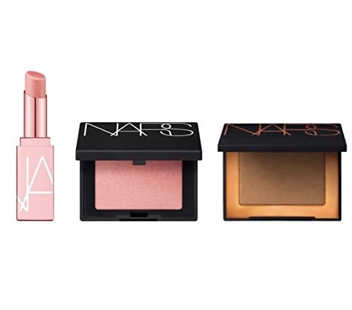 Nars Laguna Bronzer Orgasm Blush and Afterglow Lipstick Lip Balm Mini Trio (Travel Size) Gift Set