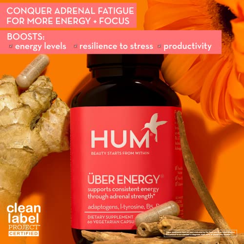 HUM Uber Energy - Adrenal & Energy Support Supplement with Ashwagandha Root & Vitamin B - Designed for Stress Relief, Adrenal Health, Memory and Focus (60 Vegetarian Capsules)