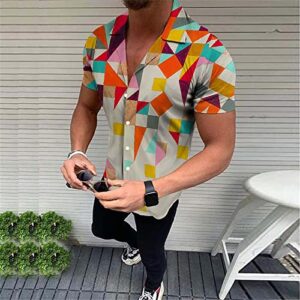 Gentle Men's Summer Fashion Short Sleeve Casual Shirts Ritual Tops(M,Multicolor)