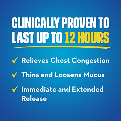 Mucinex Maximum Strength 12 Hour Chest Congestion Expectorant Relief Tablets, 1200 mg, 28 Count (Pack of 2)