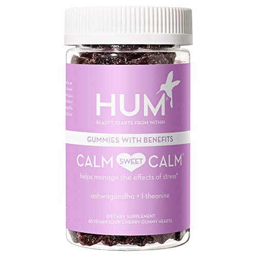 HUM Calm Sweet Calm - Calm Gummies with L-Theanine & Ashwagandha for Stress Relief - Natural Calm Gummies for Relaxation & Mood Support - Sour Cherry Flavor (60 Vegan Gummies)