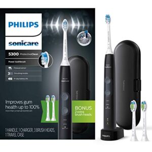 philips sonicare protectiveclean 5300 rechargeable electric power toothbrush, black, hx6423/34