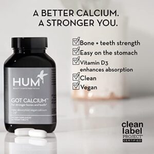 HUM Got Calcium - Vegan Calcium Supplement for Bone Health + Teeth Strengthening with Vitamin D3 for Enhanced Absorption (60 Vegan Tablets, 30 Day Supply)