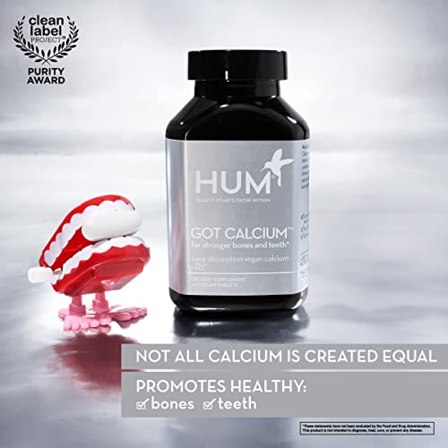 HUM Got Calcium - Vegan Calcium Supplement for Bone Health + Teeth Strengthening with Vitamin D3 for Enhanced Absorption (60 Vegan Tablets, 30 Day Supply)