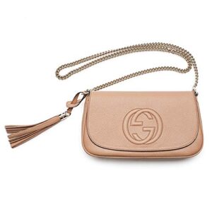 gucci soho camelia rose beige light tan leather shoulder bag new